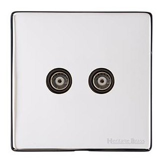 Heritage Brass Studio Polished Chrome 2 Gang TV Coaxial Socket with ...