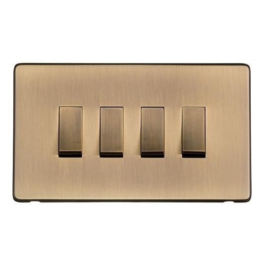 Heritage Brass Studio Antique Brass 4 Gang 10A Switch with Antique ...