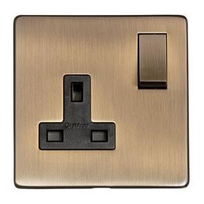 Heritage Brass Studio Antique Brass 13A Single Socket with Antique ...