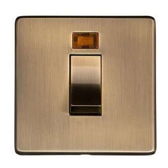 Heritage Brass Studio Antique Brass 45A DP Cooker Switch and Neon on a ...