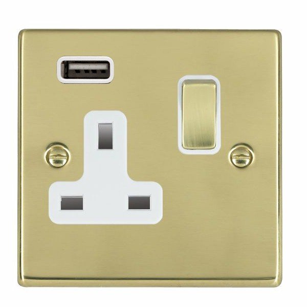 Hamilton Hartland Polished Brass 1 Gang 13A Single Pole Switched Socket ...