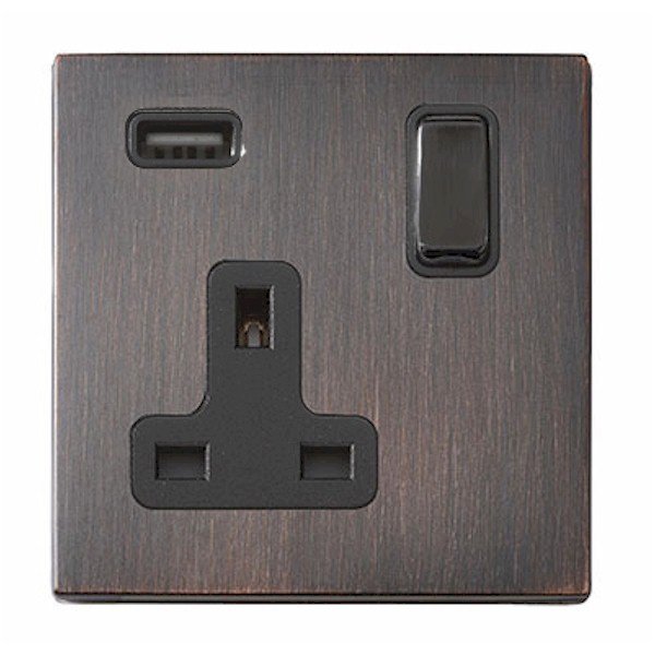 Hamilton Hartland CFX Etrium Bronze 1 Gang 13A Single Pole Switched ...