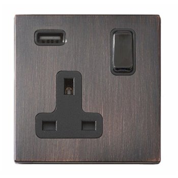 Hamilton Hartland CFX Etrium Bronze 1 Gang 13A Single Pole Switched ...