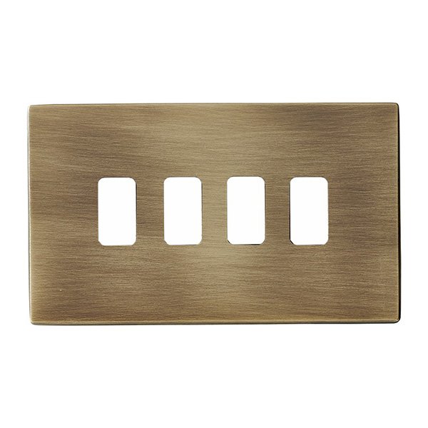 Hamilton Hartland G2 Antique Brass 4 Gang Grid Fix Aperture Plate with ...