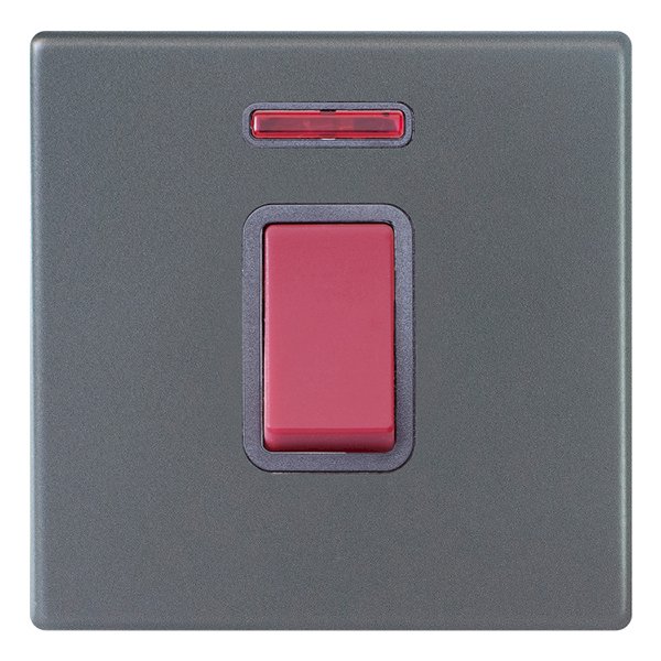 Hamilton Hartland G2 Anthra Gray 45A Double Pole Switch and Neon with ...