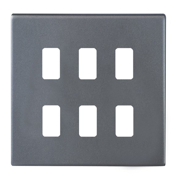 Hamilton Hartland G2 Anthra Gray 6 Gang Grid Fix Aperture Plate | UKES