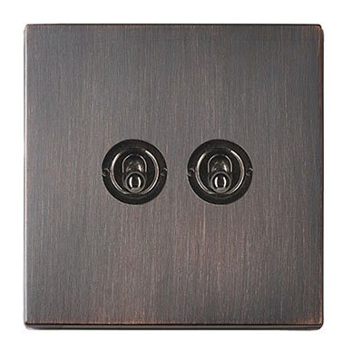 Hamilton Hartland G2 Etrium Bronze 2 Gang 20AX 2 Way Toggle Switch with ...