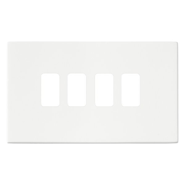 Hamilton Hartland G2 Matt White 4 Gang Grid Fix Aperture Plate with ...