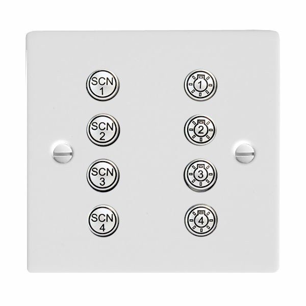 Hamilton Sheer Gloss White 8 Button Control Plate - 4 Scene Recall Plus ...