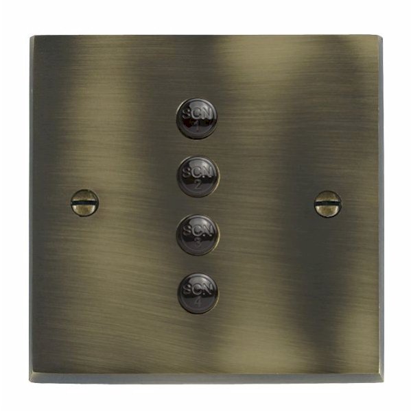 Hamilton Cheriton Victorian Antique Brass 4 Button Slave Control Panel ...