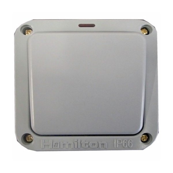 Hamilton Elemento Grey 1 Gang 20AX 2 Way IP66 Retractive Switch and ...