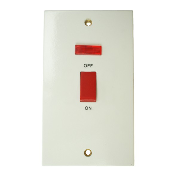BG White PVC 45amp Double Pole Large Plate Cooker Switch with Neon ...