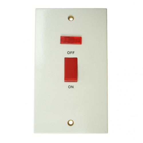 BG White PVC 45amp Double Pole Large Plate Cooker Switch with Neon ...