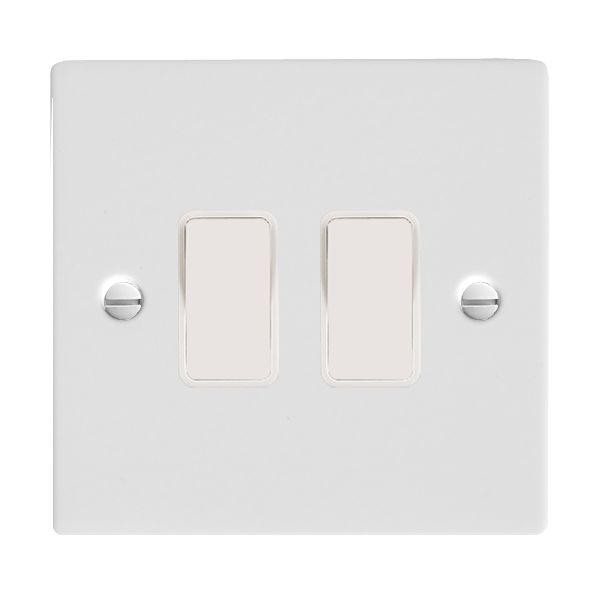 Hamilton Sheer Gloss White 2 Gang Push To Make Retractive Switch with ...