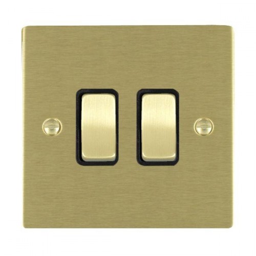 Hamilton Sheer Satin Brass 2 Gang Push To Make Retractive Switch with ...