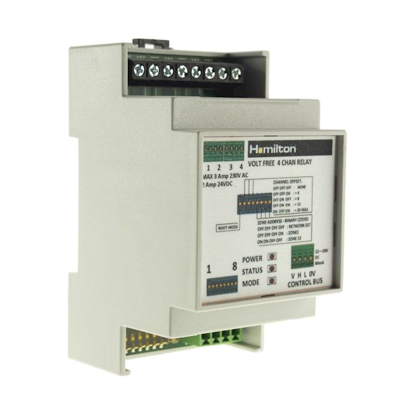 Hamilton Smart Lighting Control Grey Din Rail 4 Channel 2A Volt Free ...
