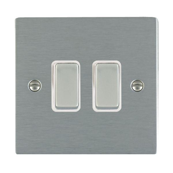Hamilton Sheer Satin Steel 2 Gang Push To Make Retractive Switch with ...