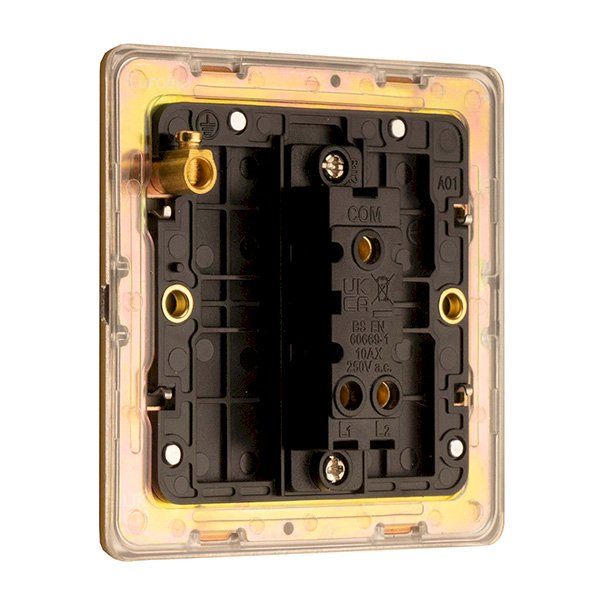 Eurolite Concealed 3mm Satin Brass 1 Gang 10A Intermediate Switch | UKES