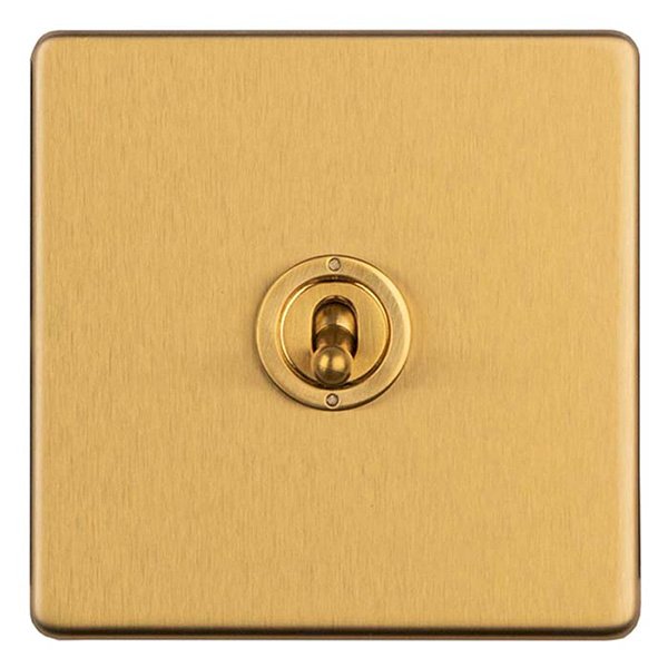 Eurolite Concealed 3mm Satin Brass 1 Gang 10A 2 Way Toggle Switch | UKES