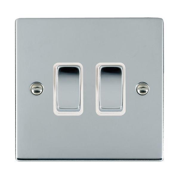 Hamilton Sheer Bright Chrome 2 Gang Push To Make Retractive Switch with ...