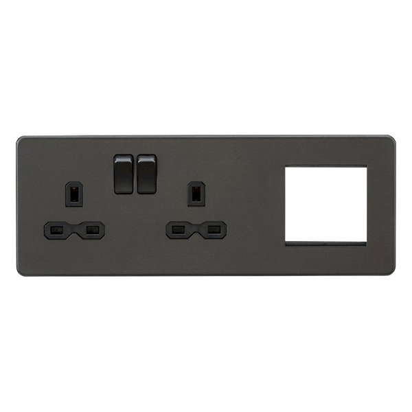 Knightsbridge 2 Gang Socket, 2 Gang Modular Plate (SFR192LSB) | UKES