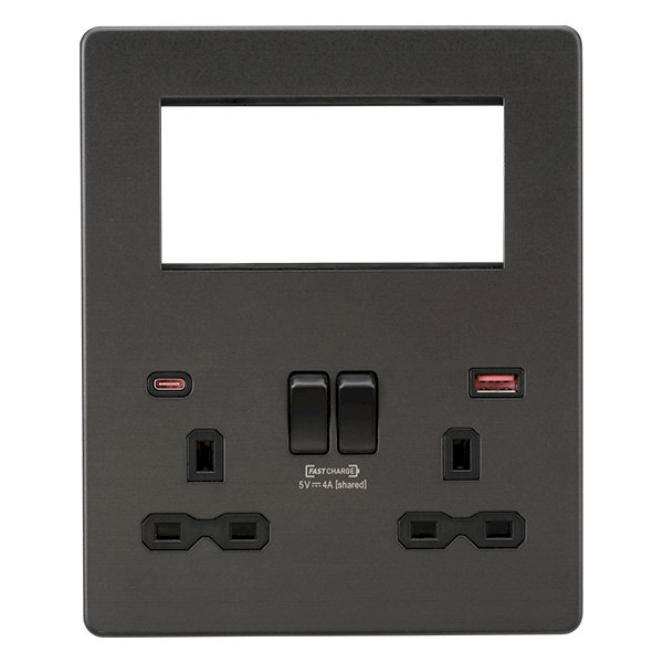Knightsbridge 2 Gang USB Socket, 4 Gang Modular Plate (SFR994SB) | UKES