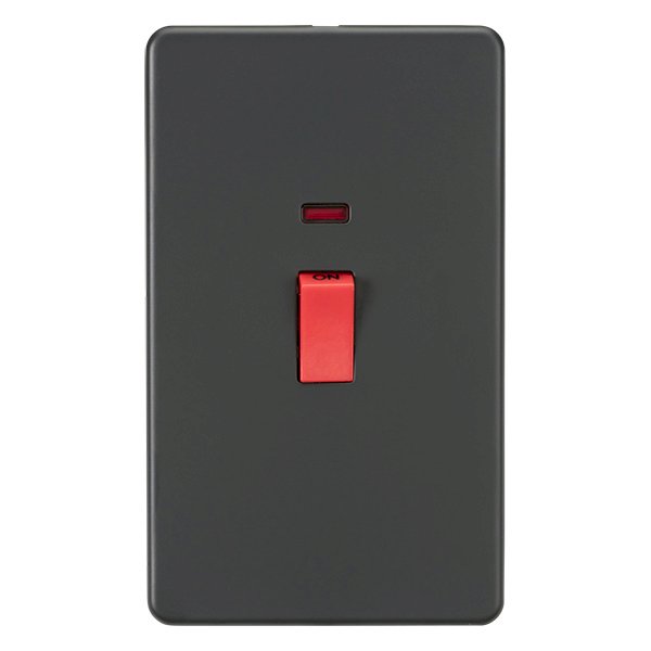 Knightsbridge Screwless Anthracite 45A 2 Gang Double Pole Switch with ...