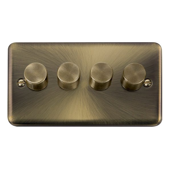 Click Deco Plus Antique Brass 4 Gang 2 Way 100W Dimmer Switch with ...