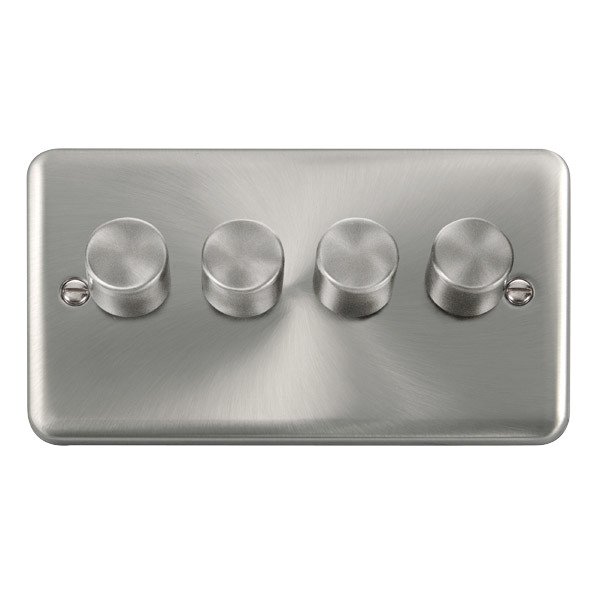 Click Deco Plus Satin Chrome 4 Gang 2 Way 100W Dimmer Switch with Satin ...