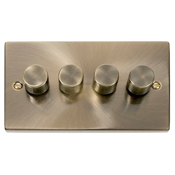 Click Deco Victorian Antique Brass 4 Gang 2 Way 100W Dimmer Switch with ...
