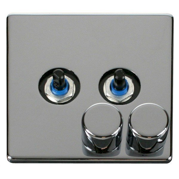 Click Definity Polished Chrome 2 Gang 2 Way 100W LED Dimmer Switch with ...