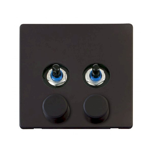 Click Definity Matt Black 2 Gang 2 Way 100W LED Dimmer Switch with ...