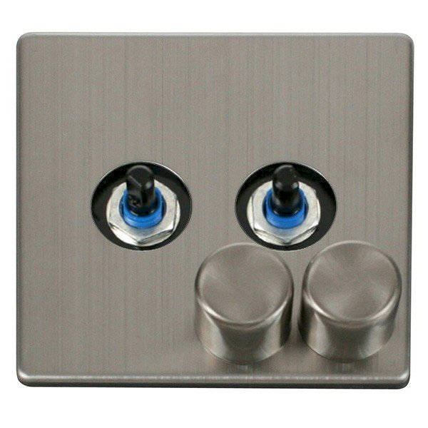 Click Definity Stainless Steel 2 Gang 2 Way 100W LED Dimmer Switch with ...
