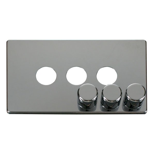 Click Definity Polished Chrome 3 Gang 2 Way 100W LED Dimmer Switch with ...