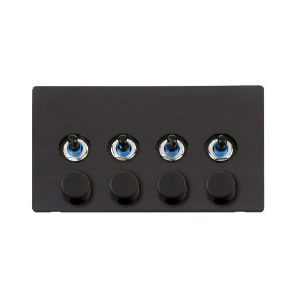 Click Definity Matt Black 4 Gang 2 Way 100W LED Dimmer Switch with ...
