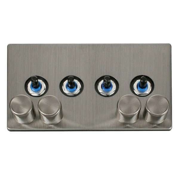 Click Definity Stainless Steel 4 Gang 2 Way 100W LED Dimmer Switch with ...