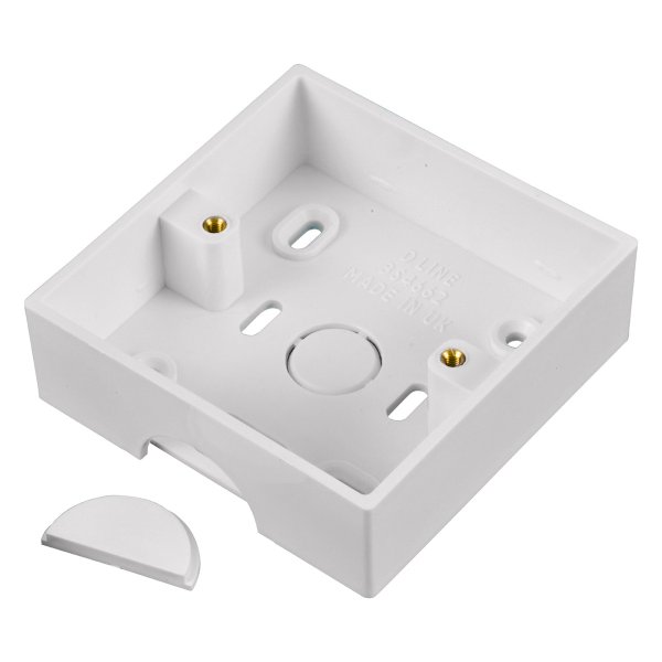 D-Line 28mm Single Surface Box - White with Rounded Corners | UKES
