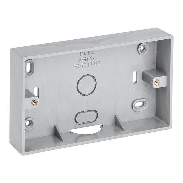 D-Line 28mm Twin Surface Box - Aluminium Effect | UKES