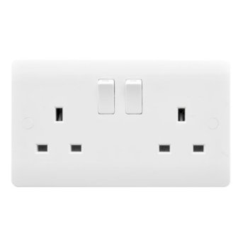 Hamilton Verve White 2 Gang 13A Double Pole Switched Socket with White ...