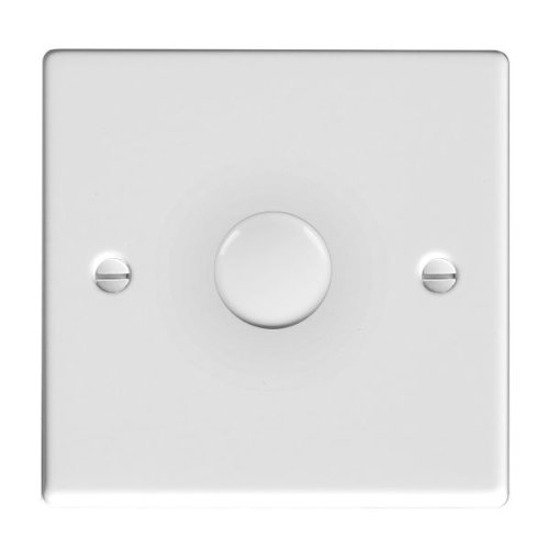 Hamilton Hartland Gloss White 1 Gang 250W 2 Way Push On/Off Rotary LED ...