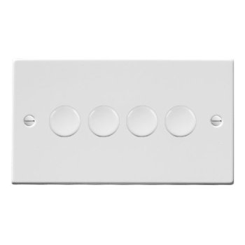 Hamilton Hartland Gloss White 4 Gang 250W 2 Way Push On/Off Rotary LED ...