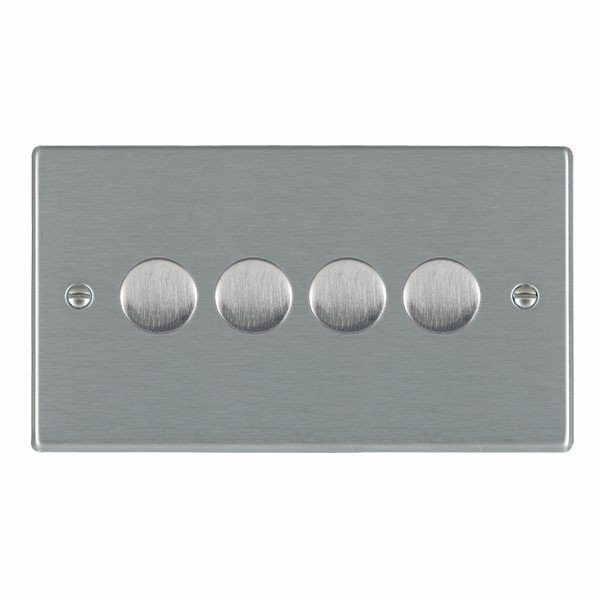 Hamilton Hartland Satin Steel 4 Gang 250W 2 Way Push On/Off Rotary LED ...