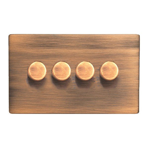 Hamilton Hartland CFX Copper Bronze 4 Gang 250W 2 Way Push On/Off ...