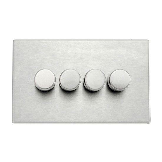 Hamilton Hartland G2 Satin Steel 4 Gang 250W 2 Way Push On/Off Rotary ...